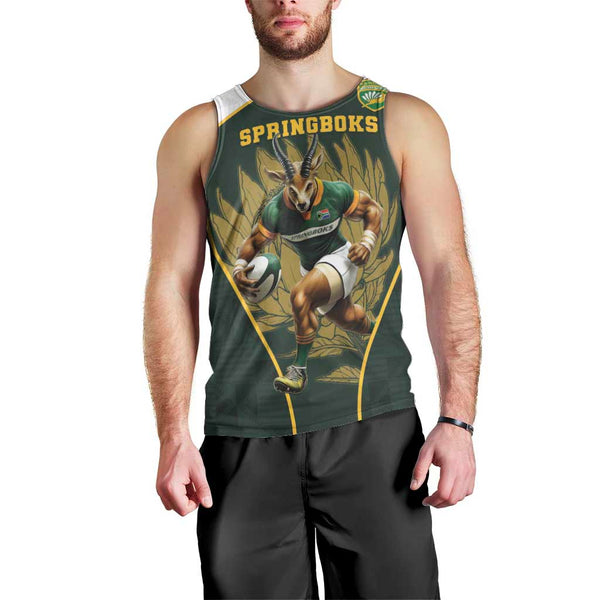 South Africa Rugby Personalised Men Tank Top Springboks Mascot With ...
