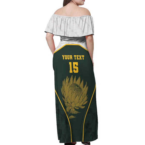 South Africa Rugby Personalised Off Shoulder Maxi Dress Springboks ...