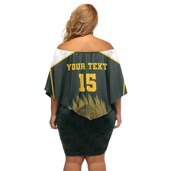South Africa Rugby Personalised Off Shoulder Short Dress Springboks ...