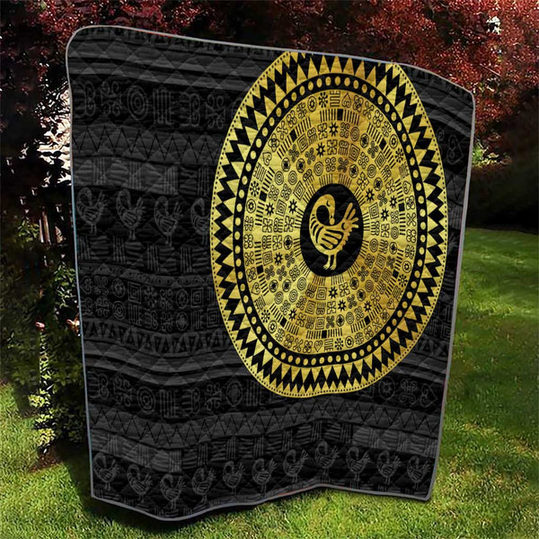 Sankofa Bird Quilt Adinkra Symbols - Gold Version - Wonder Print Shop