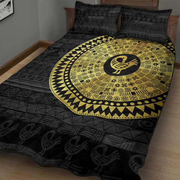 Sankofa Bird Quilt Bed Set Adinkra Symbols - Gold Version - Wonder ...