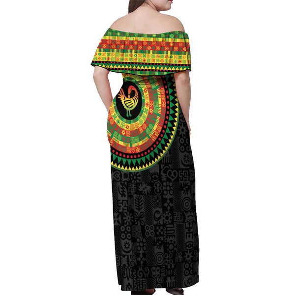 Sankofa Bird Adinkra Symbols Off Shoulder Maxi Dress African Culture ...