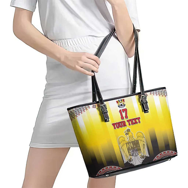 Custom Romania Football Go Champions Leather Tote Bag Romanian ...