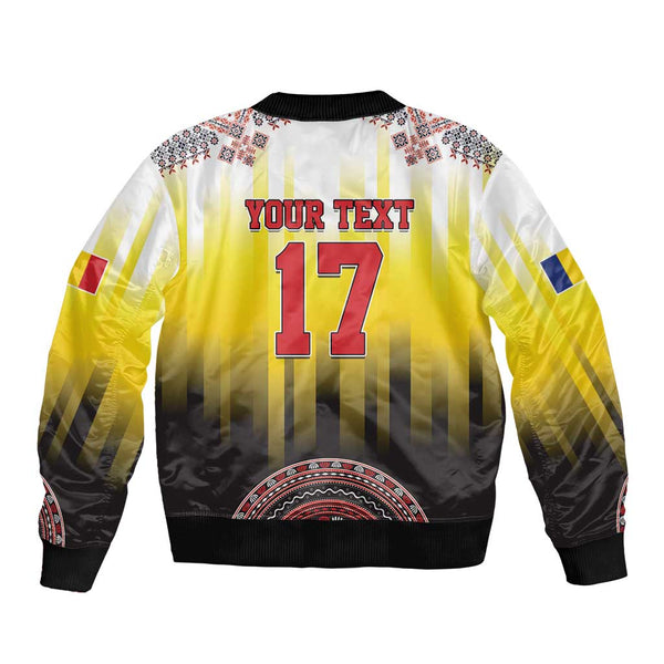 Custom Romania Football Go Champions Sleeve Zip Bomber Jacket Romanian ...