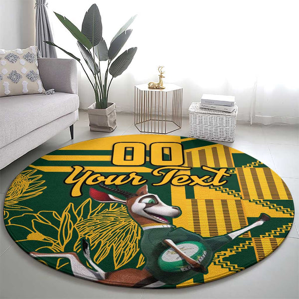 Custom South Africa Rugby Round Carpet Springboks With Protea Cynaroid ...