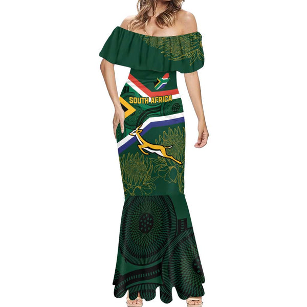 Custom South Africa Rugby Mermaid Dress Springboks Mascot African ...