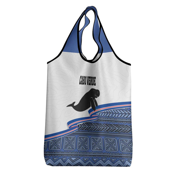 Cape Verde Manatee Grocery Bag Pattern With Flag Color - Wonder Print Shop