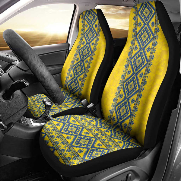 Blue Ukraine Folk Patterns Car Seat Cover Simple Style - Wonder Print Shop