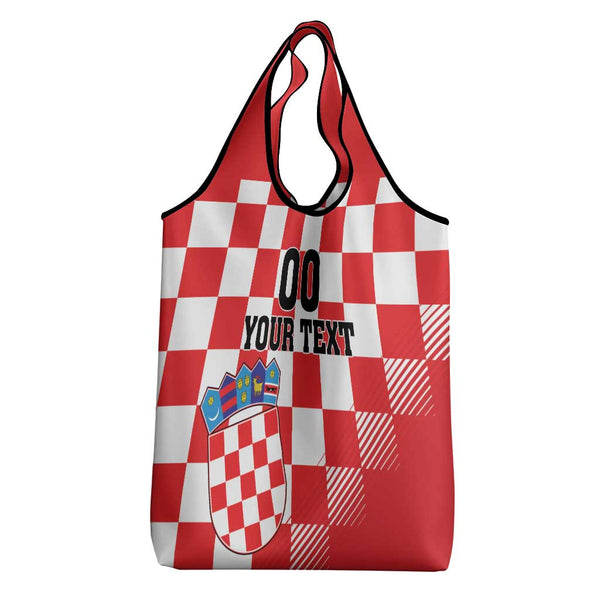 Custom Croatia Checkerboard Grocery Bag With Coat Of Arms - Wonder ...