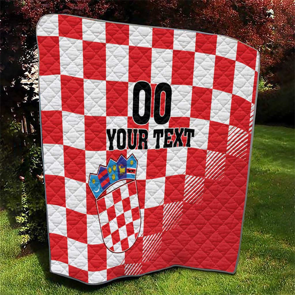 Custom Croatia Checkerboard Quilt With Coat Of Arms - Wonder Print Shop