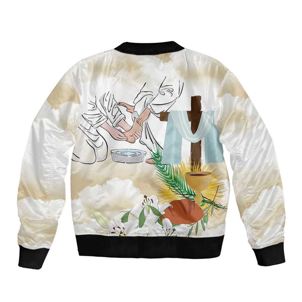 Happy Maundy Thursday Bomber Jacket Jesus Christ Washing Feet - Wonder ...