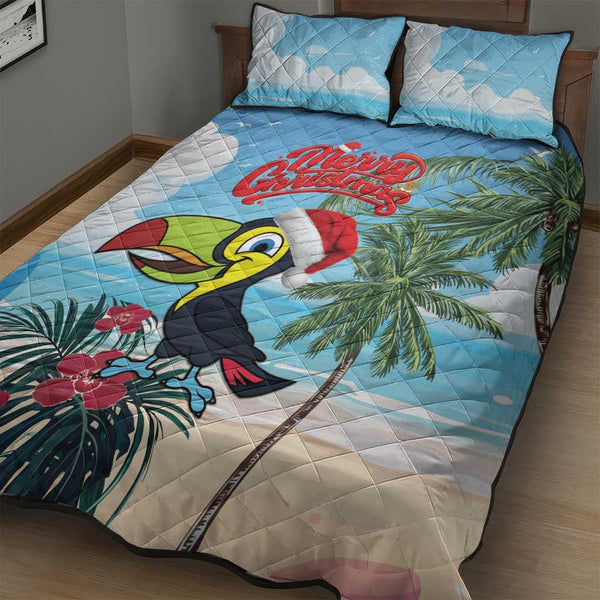 Belize Keel-billed Toucan Christmas Quilt Bed Set Black Orchid ...