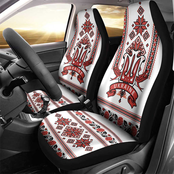 Ukraine Unity Day Car Seat Cover The Trident With Folk Pattern - Wonder ...