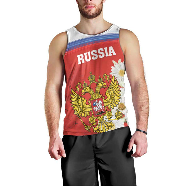 Personalized Russia Men Tank Top Coat Of Arms With Chamomile Flower ...