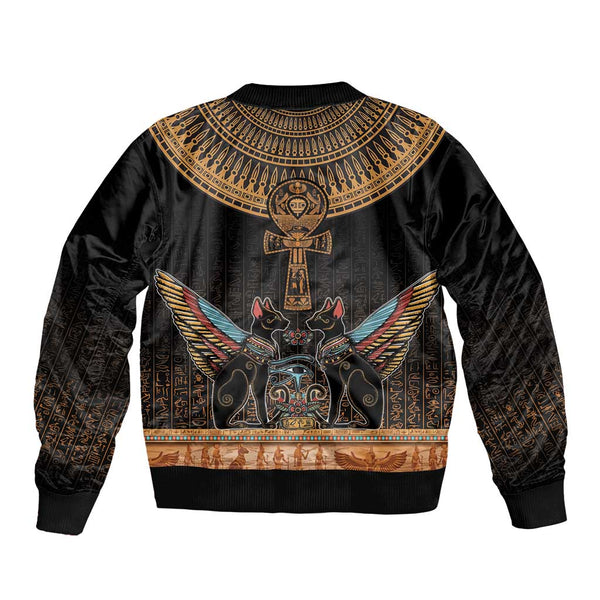 Ankh Egypt Sleeve Zip Bomber Jacket Ankh Egyptian Hieroglyphs Alphabet ...