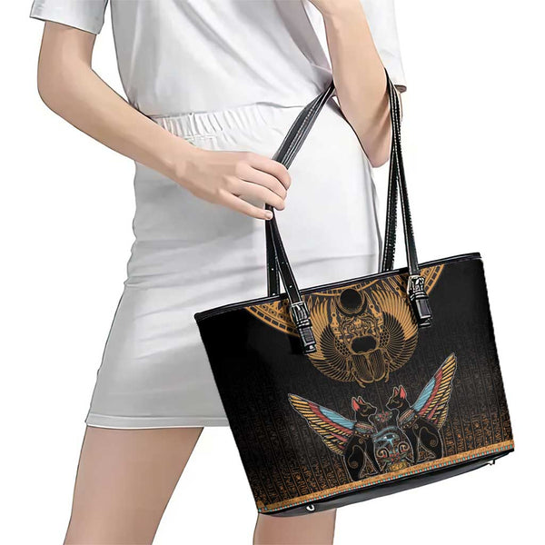 The Scarab Beetle Leather Tote Bag Egyptian Hieroglyphs Alphabet ...