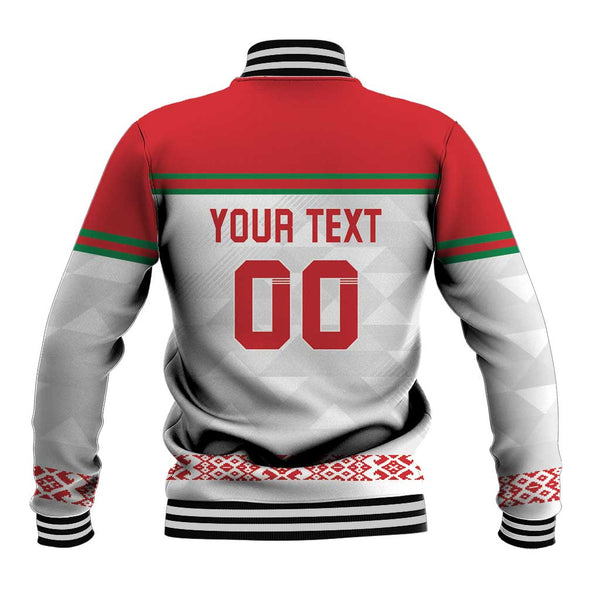 Custom Belarus Ice Hockey Baseball Jacket 2025 Go Bisons White Version - Wonder Print Shop
