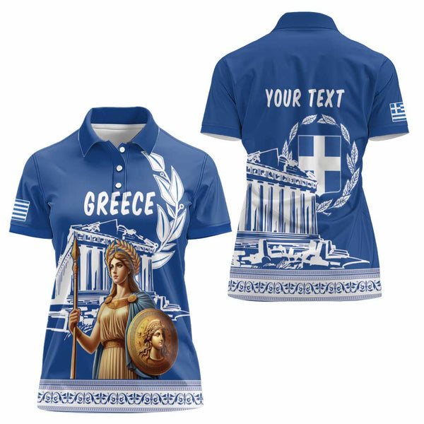 Personalized Greece Athena Goddess Women Polo Shirt Parthenon Greek Key ...