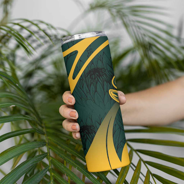 Personalized South Africa Springbok Skinny Tumbler With Trendy Protea ...