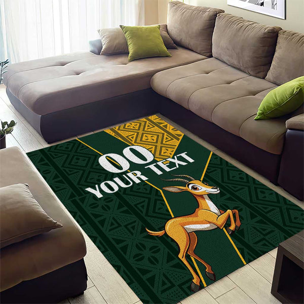 Custom South Africa Springbok Jumping Area Rug With Kente Patterns ...