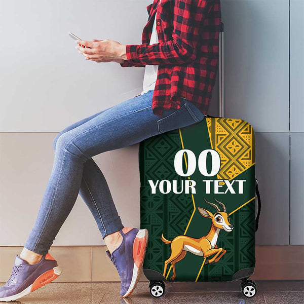 Custom South Africa Springbok Jumping Luggage Cover With Kente Patterns ...
