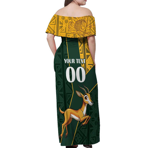 Custom South Africa Springbok Jumping Off Shoulder Maxi Dress With ...