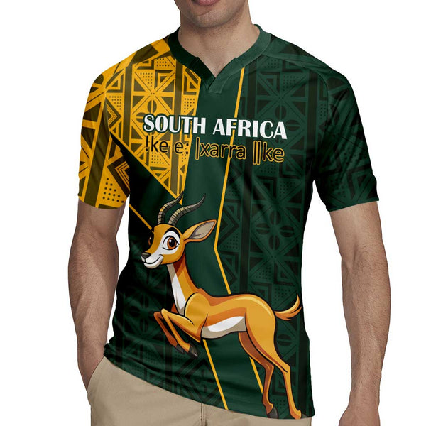Custom South Africa Springbok Jumping Rugby Jersey With Kente Patterns ...