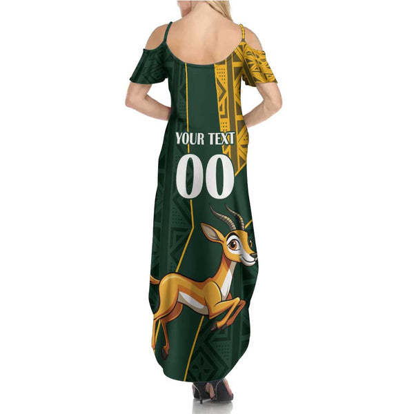 Custom South Africa Springbok Jumping Summer Maxi Dress With Kente ...