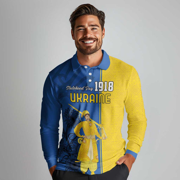 Ukraine Statehood Day 1918 Long Sleeve Polo Shirt Coat Of Arms With ...