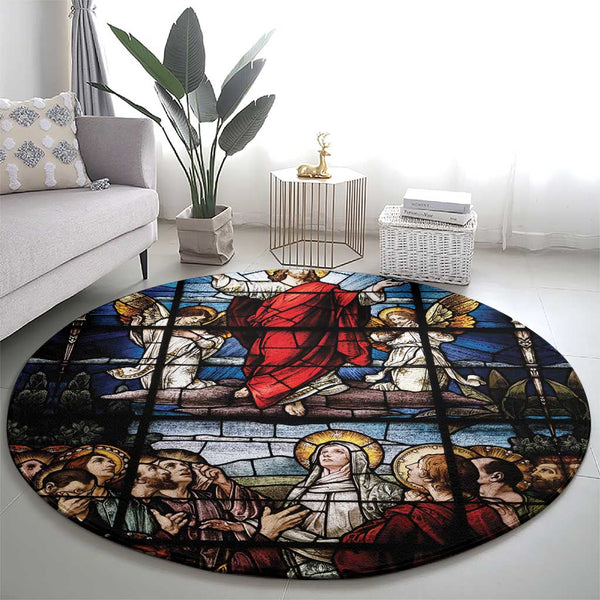 Happy Ascension Day Round Carpet Ascension Of Jesus Christ Stained ...
