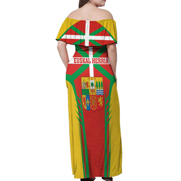 Basque Country Off Shoulder Maxi Dress Zazpiak Bat Flag Style - Wonder ...