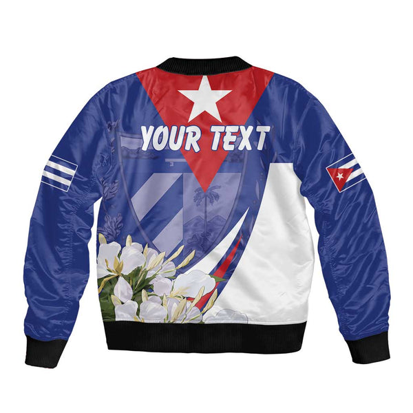 Personalized Cuba Hedychium Coronarium Sleeve Zip Bomber Jacket With ...