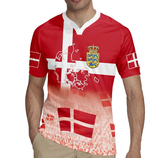 Danish National Flag Day Rugby Jersey Coat Of Arms With Map - Wonder ...