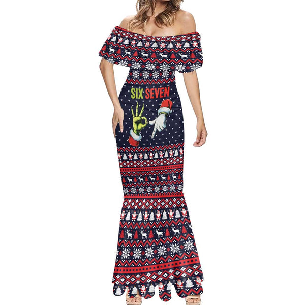 Grinch Hand Six Seven Xmas Mermaid Dress Meme Gen Alpha Slang - Wonder ...