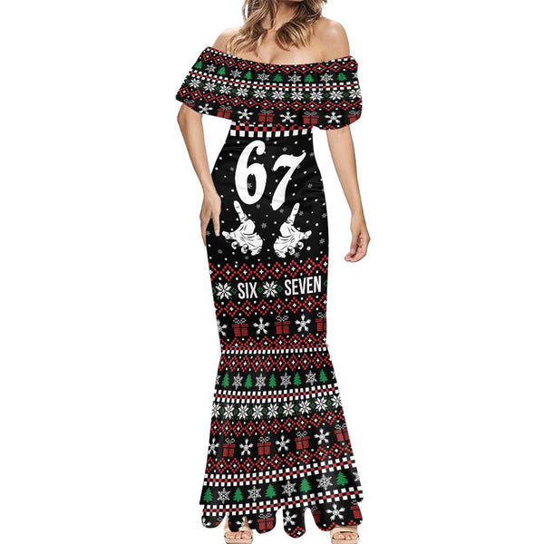 Six Seven Skeleton Hand Christmas Mermaid Dress Meme Gen Alpha Slang ...