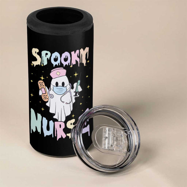 Halloween Nurse 4 in 1 Can Cooler Tumbler Spooky Nurse Ghost Nursing ...