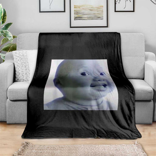 Funny Tuff Baby Side Eye Meme Throw Blanket Viral AI Niche Baby Face ...