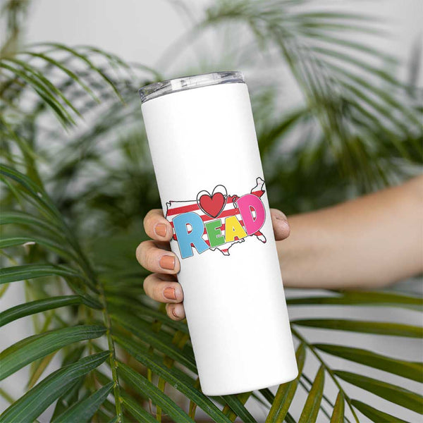 Read Lover America Map Skinny Tumbler National Reading Month Bookish ...