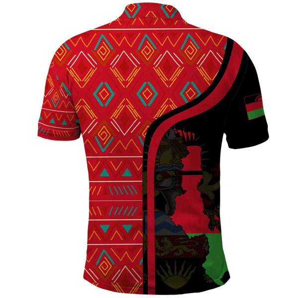 Malawi Patterns Polo Shirt Blended with Flag Colors & National Emblem ...