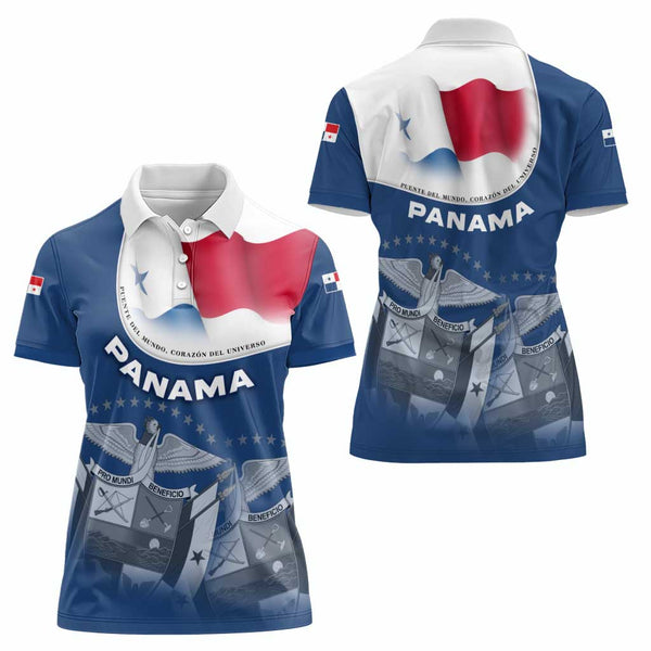 Panama National Flag Women Polo Shirt with Canal Symbolism and Puente ...