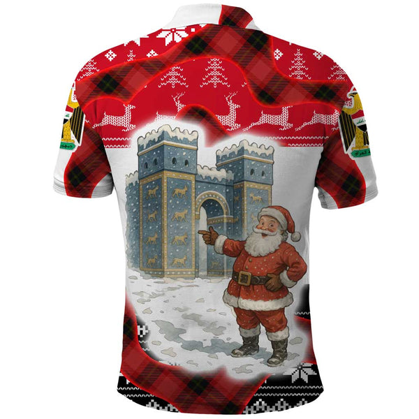 Iraq Christmas Polo Shirt with Santa Ishtar Gate Red Plaid and ...
