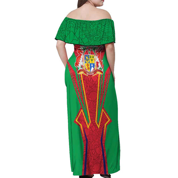 Mauritius Coat of Arms Off Shoulder Maxi Dress National Emblem Blended ...