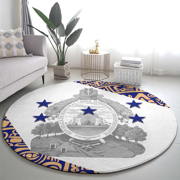 Honduras Round Carpet National Emblem Blended with Traditional Patterns ...