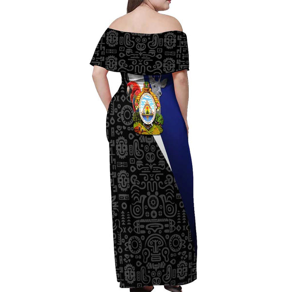 Honduras Coat of Arms Off Shoulder Maxi Dress Traditional Patterns ...