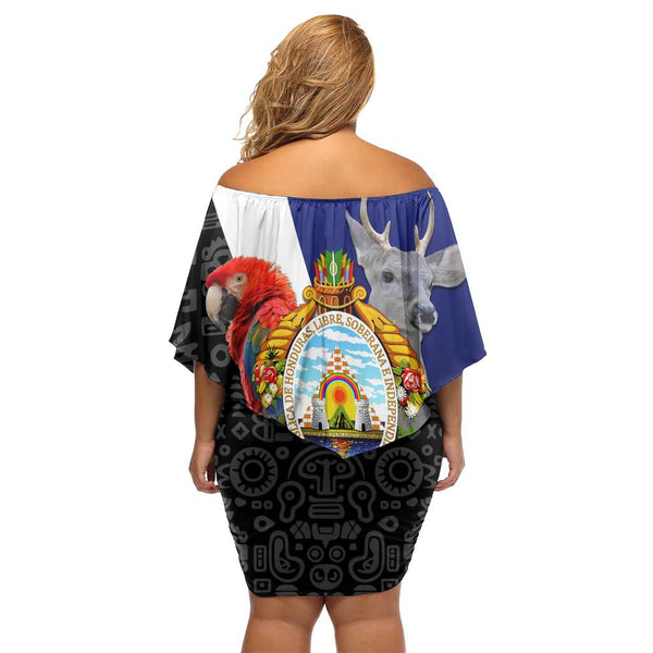 Honduras Coat of Arms Off Shoulder Short Dress Traditional Patterns ...