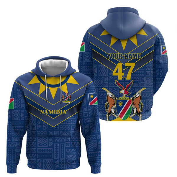 Namibia National Emblem Hoodie Sporty Style with Traditional Patterns ...