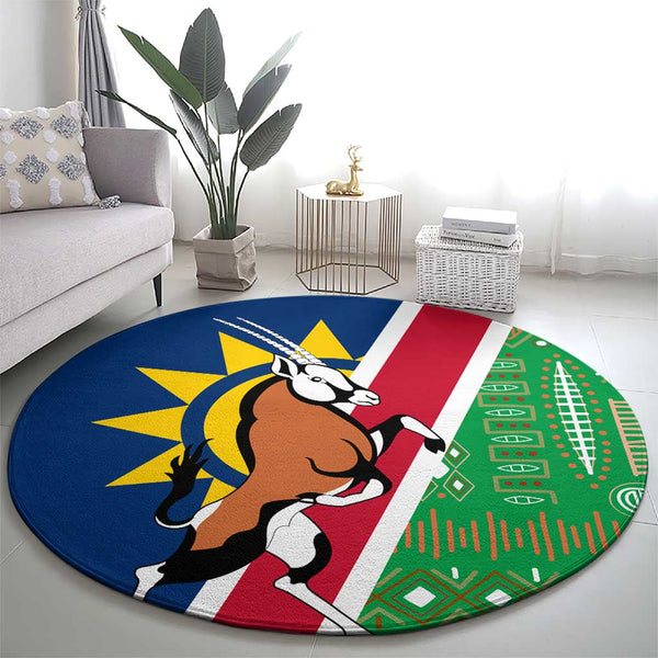 Namibia Flag Round Carpet Detailed Design with Traditional Patterns ...