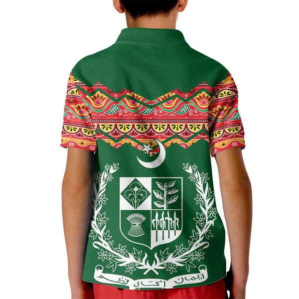 Pakistan Truck Art Kid Polo Shirt National Emblem & Traditional ...