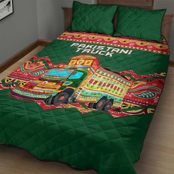 Pakistan Truck Art Quilt Bed Set National Emblem & Traditional Patterns ...
