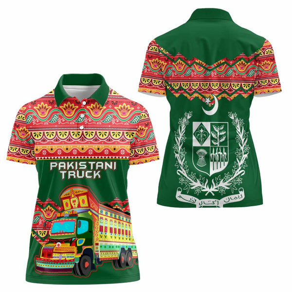 Pakistan Truck Art Women Polo Shirt National Emblem & Traditional ...